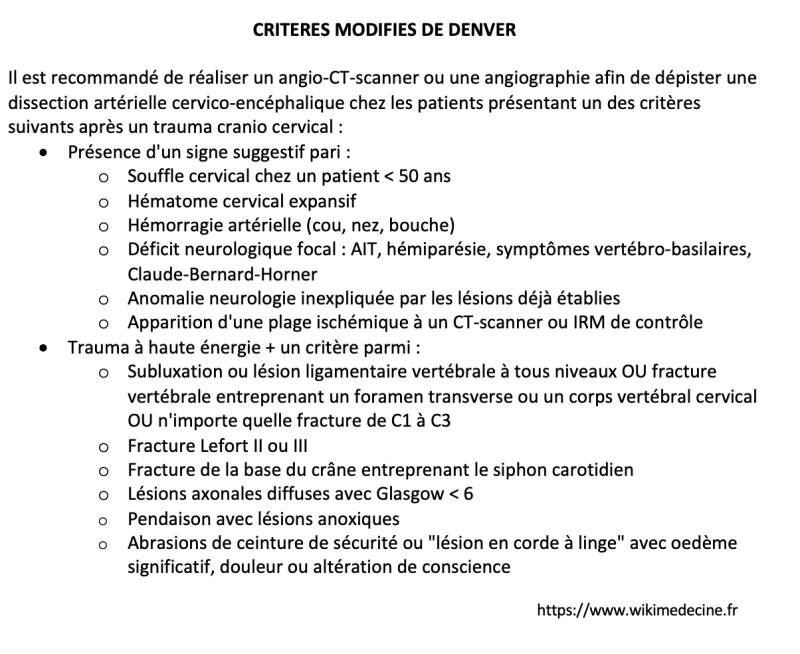 Critères modifiés de Denver — Wikimedecine